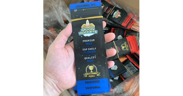 Moon Rockets Pre Roll Packaging, Kief Mylar Bag